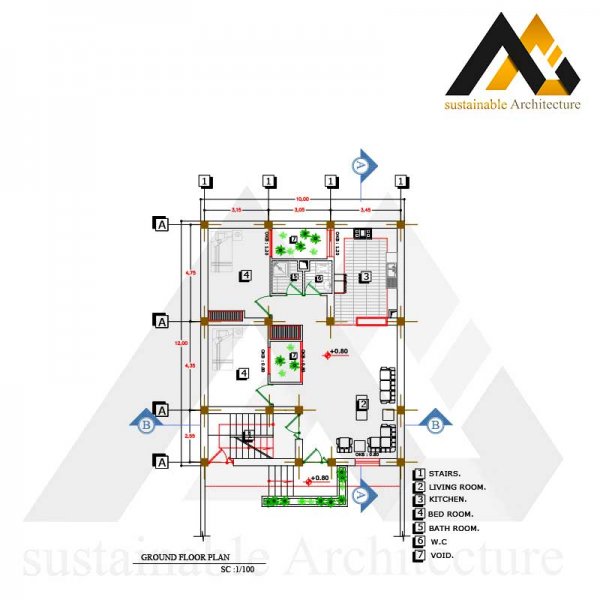 1 storey residential house map - ArchitectLux